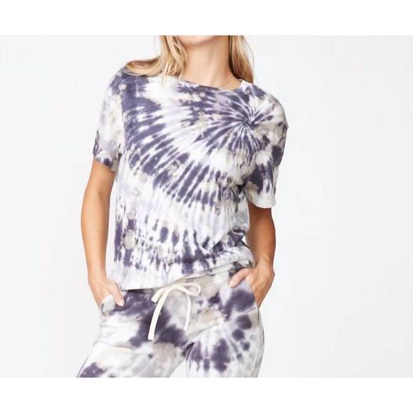 Monrow | Tops | New Monrow Spiral Tie Dye Ex Boyfriend Tee In Ink | Poshmark